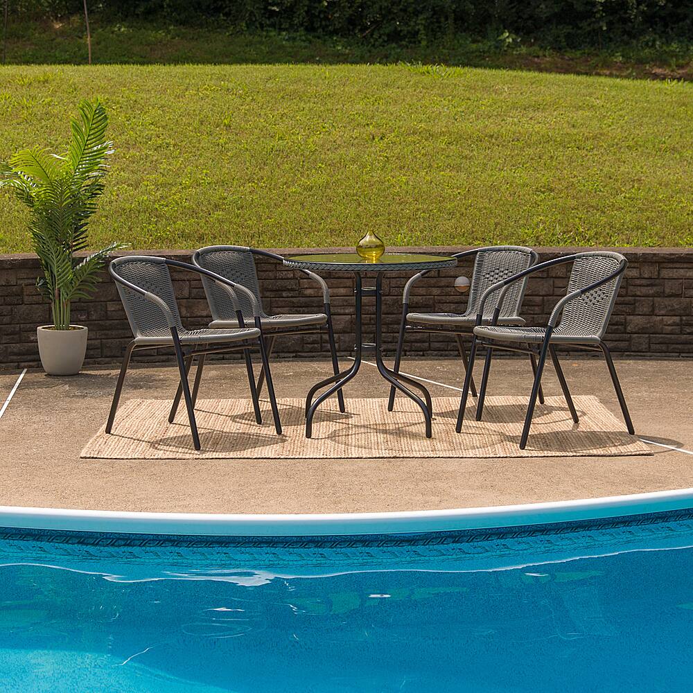 Alamont Home Lila Outdoor Round Contemporary Metal 5 Piece Patio Set ...