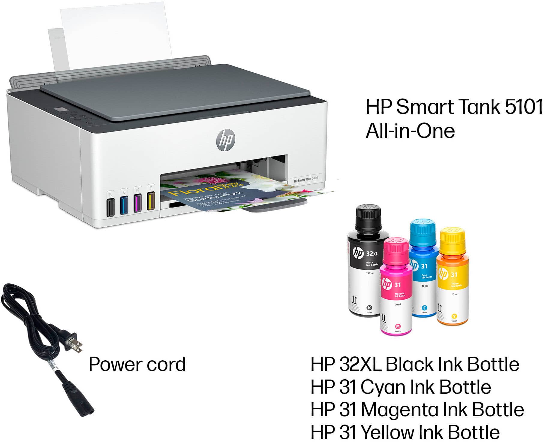 HP Smart Tank 5101 Wireless All-In-One Supertank Inkjet Printer with up ...