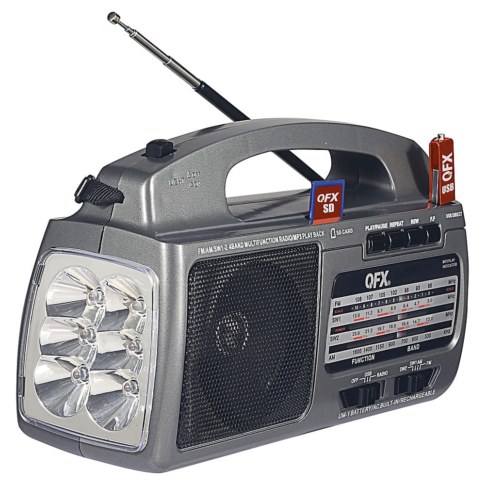Best Buy: QFX Rechargeable Flashlight/Radio Gray R-31U
