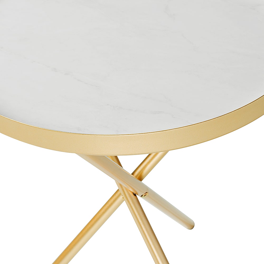 Walker Edison Contemporary Tray-Top Faux Marble Round Side Table Gold ...