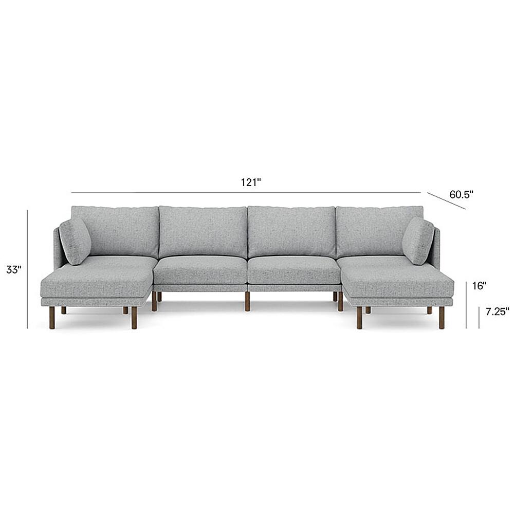 Burrow Modern Field 4-Seat Sofa with Double Attachable Ottoman Carbon ...