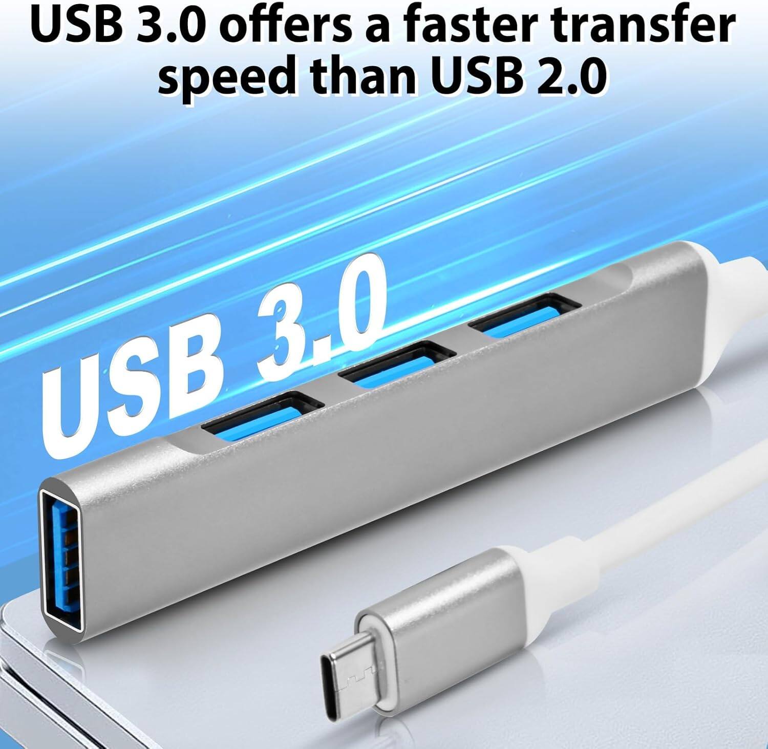 Core Tech 4 Port USB C to USB Hub – Aluminum USB 3.0 Type C to USB A ...