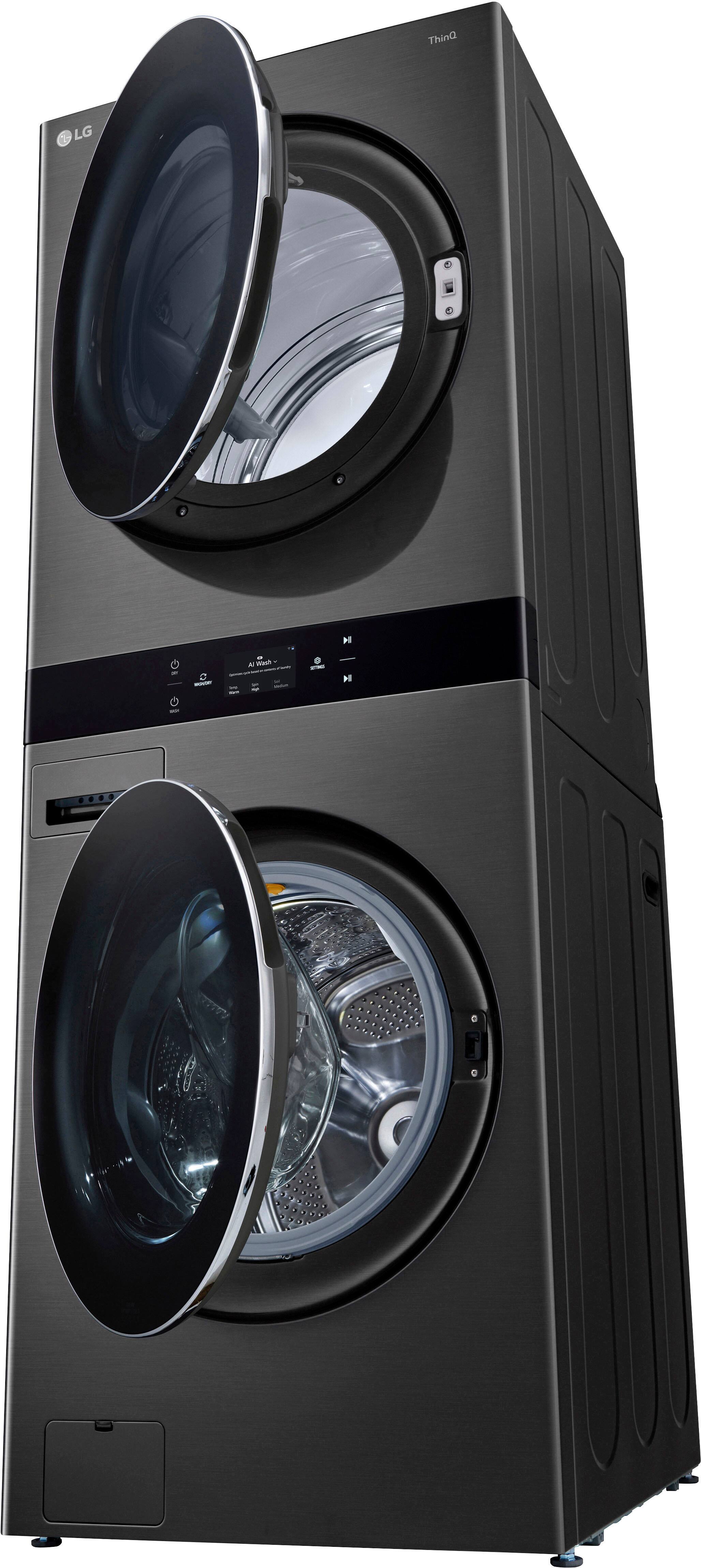 LG 5.0 Cu. Ft. HE Smart Front Load Washer and 7.4 Cu. Ft. Gas Dryer WashTower with Steam and ...
