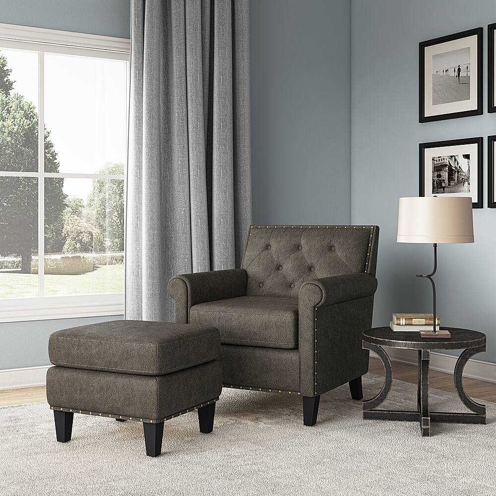 Best Buy: Handy Living Aviva Rolled Arm Distressed Faux Leather ...