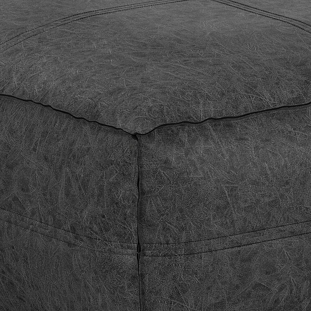 Simpli Home Brody Large Square Coffee Table Pouf Distressed Black ...