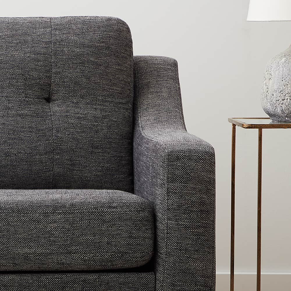 Best Buy: Brookside Ellen 75" Upholstered Scooped Arm Sofa Charcoal ...
