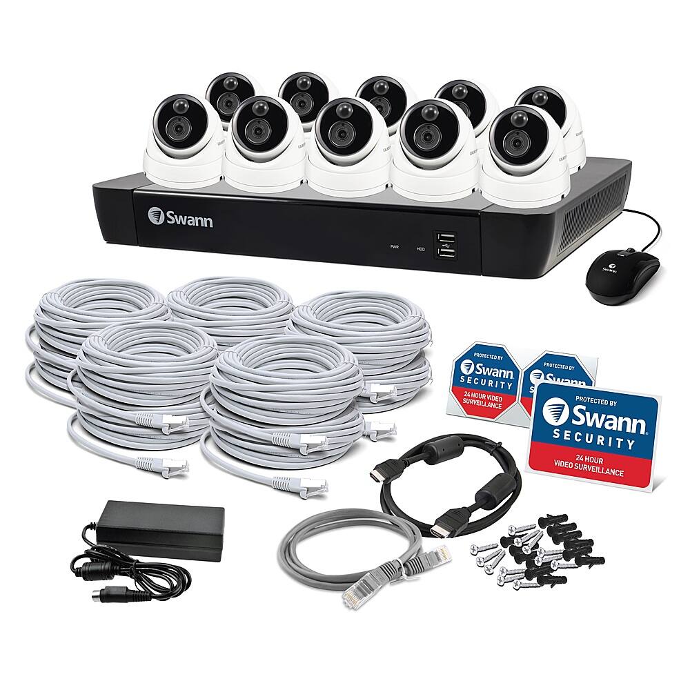 Swann Master Series 16 Channel, 10 Dome Camera, Indoor/Outdoor PoE ...