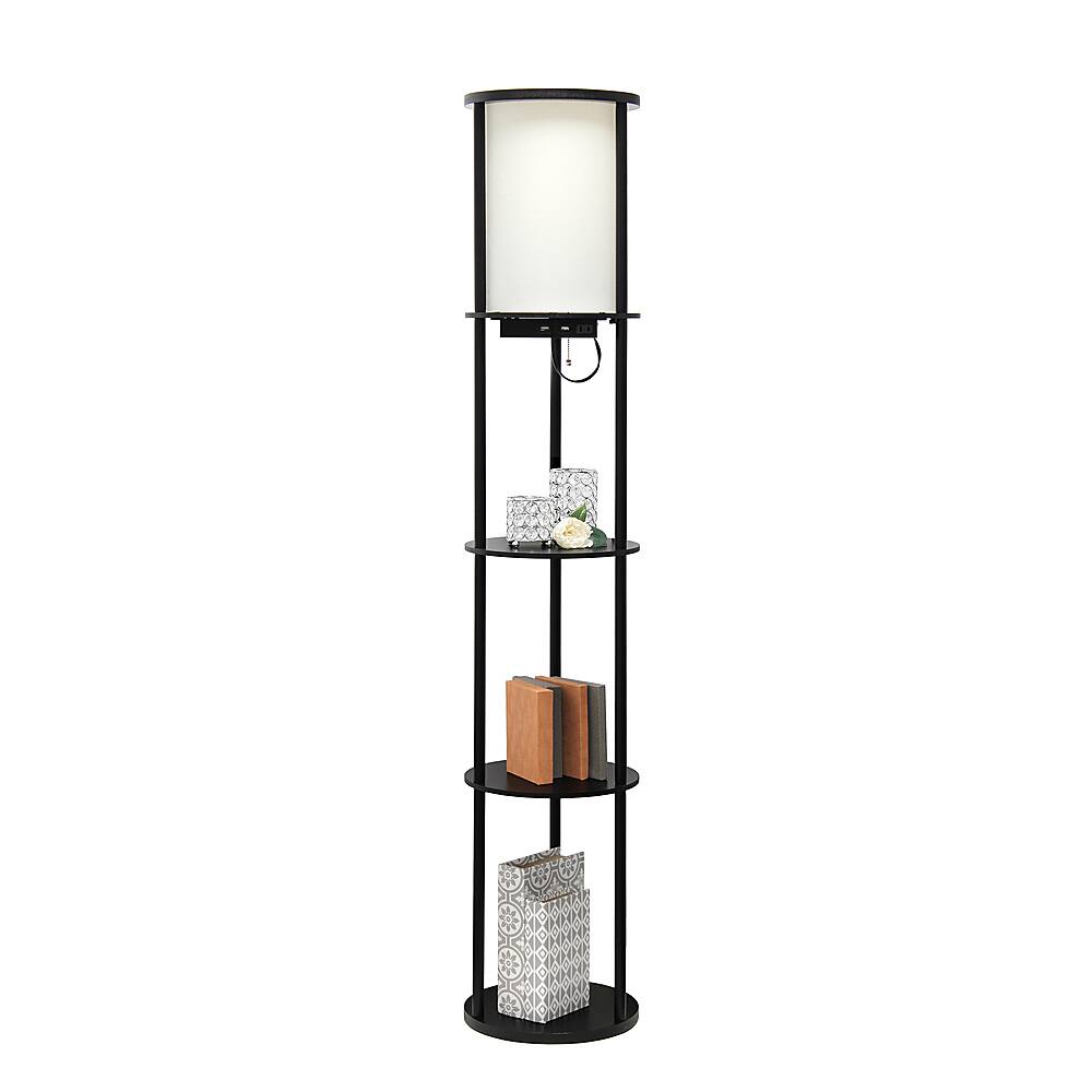 Best Buy: Simple Designs Round Etagere Storage Floor Lamp with 2 USB, 1 ...