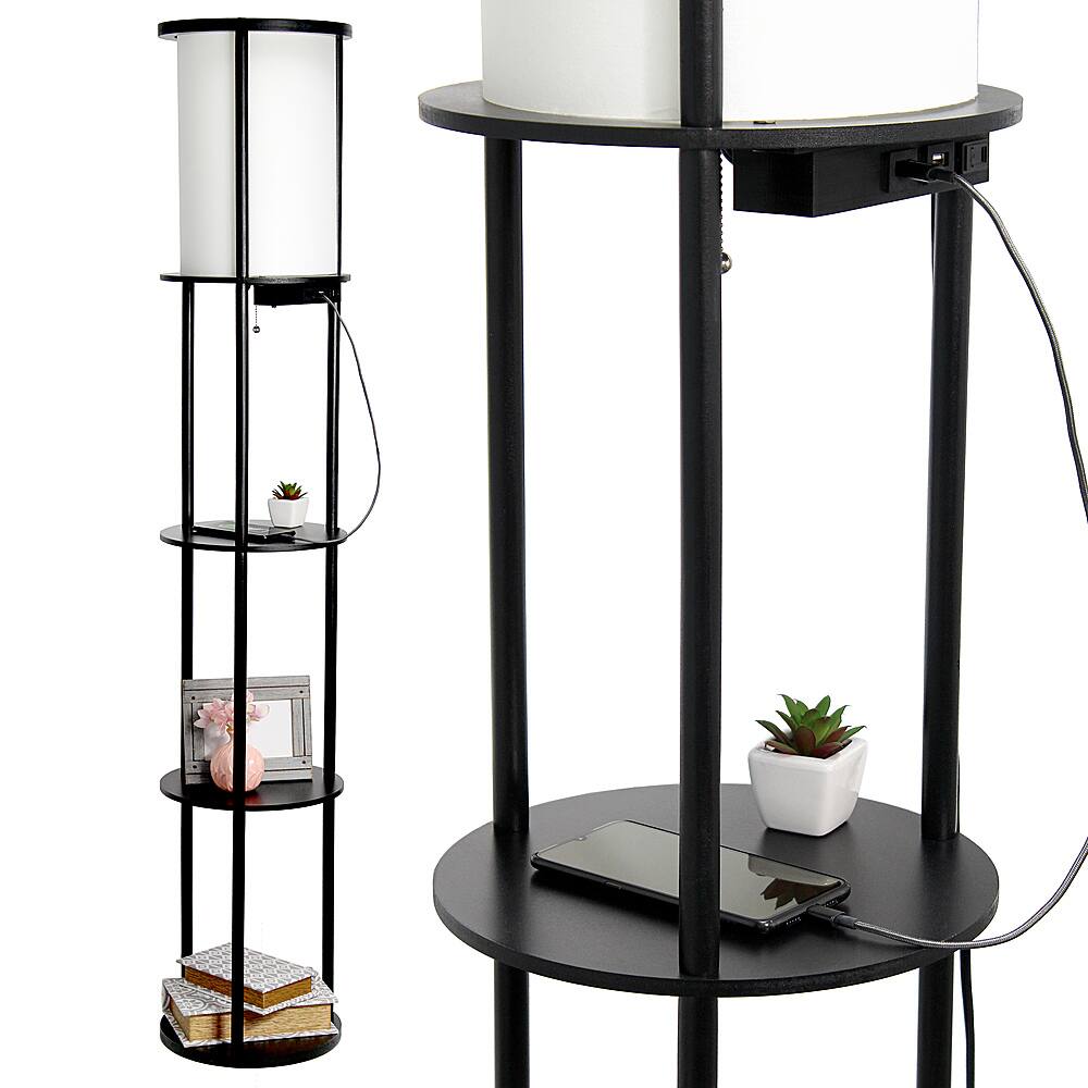 Best Buy: Simple Designs Round Etagere Storage Floor Lamp with 2 USB, 1 ...