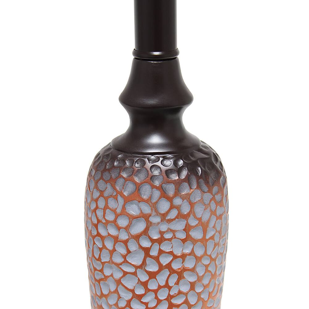 Lalia Home 3 Piece Metal Lamp Set with Light Brown Empire Fabric Shades Hammered Bronze LHS-1001 ...