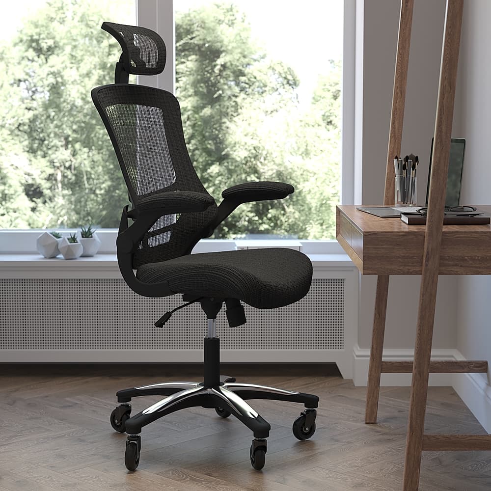 Alamont Home Ergonomic Swivel Task Chair with Roller Wheels & Flip Up ...
