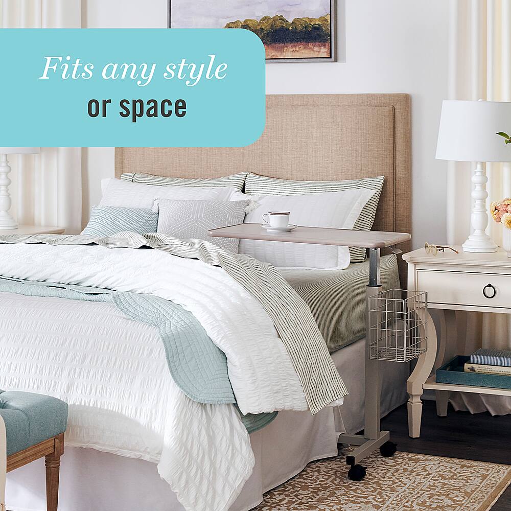 Customer Reviews: Medline Mobile Adjustable Overbed Table Tan ...