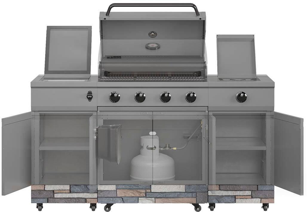 TYTUS Grills Fresno Series Ash Stacked Stone Island Grill Gunmetal Gray ...