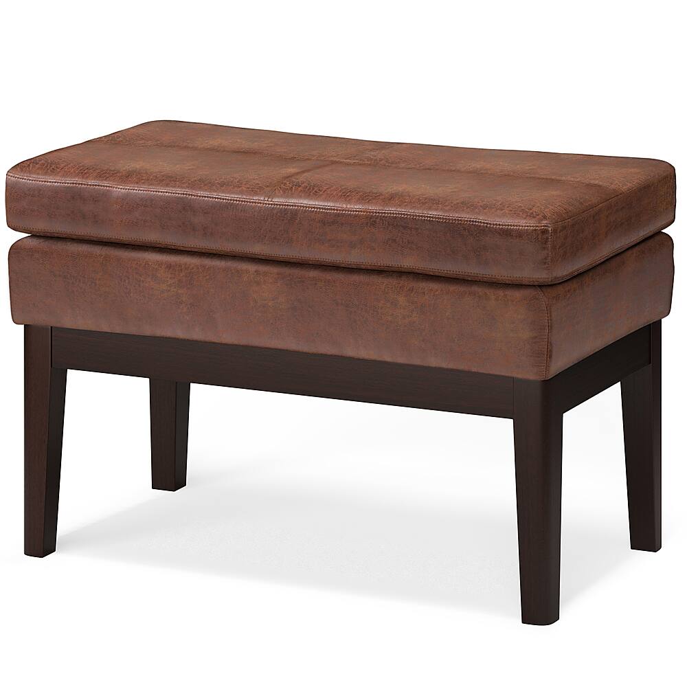 Best Buy: Simpli Home Carlson Small Ottoman Bench Distressed Saddle ...