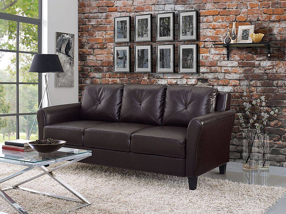Best Buy: Lifestyle Solutions Hartford Sofa in Fuax Leather Java ...