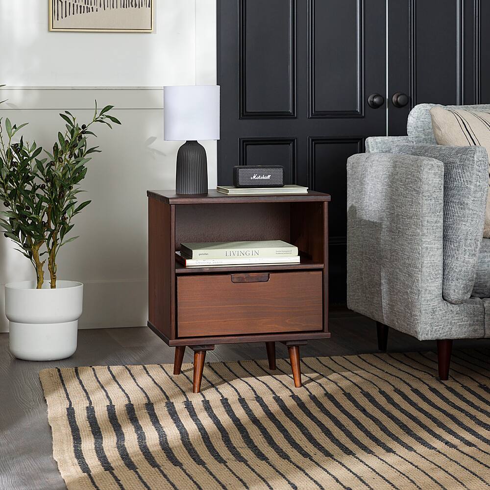Best Buy: Walker Edison Mid-Century Modern Minimalist 1-Drawer Solid ...