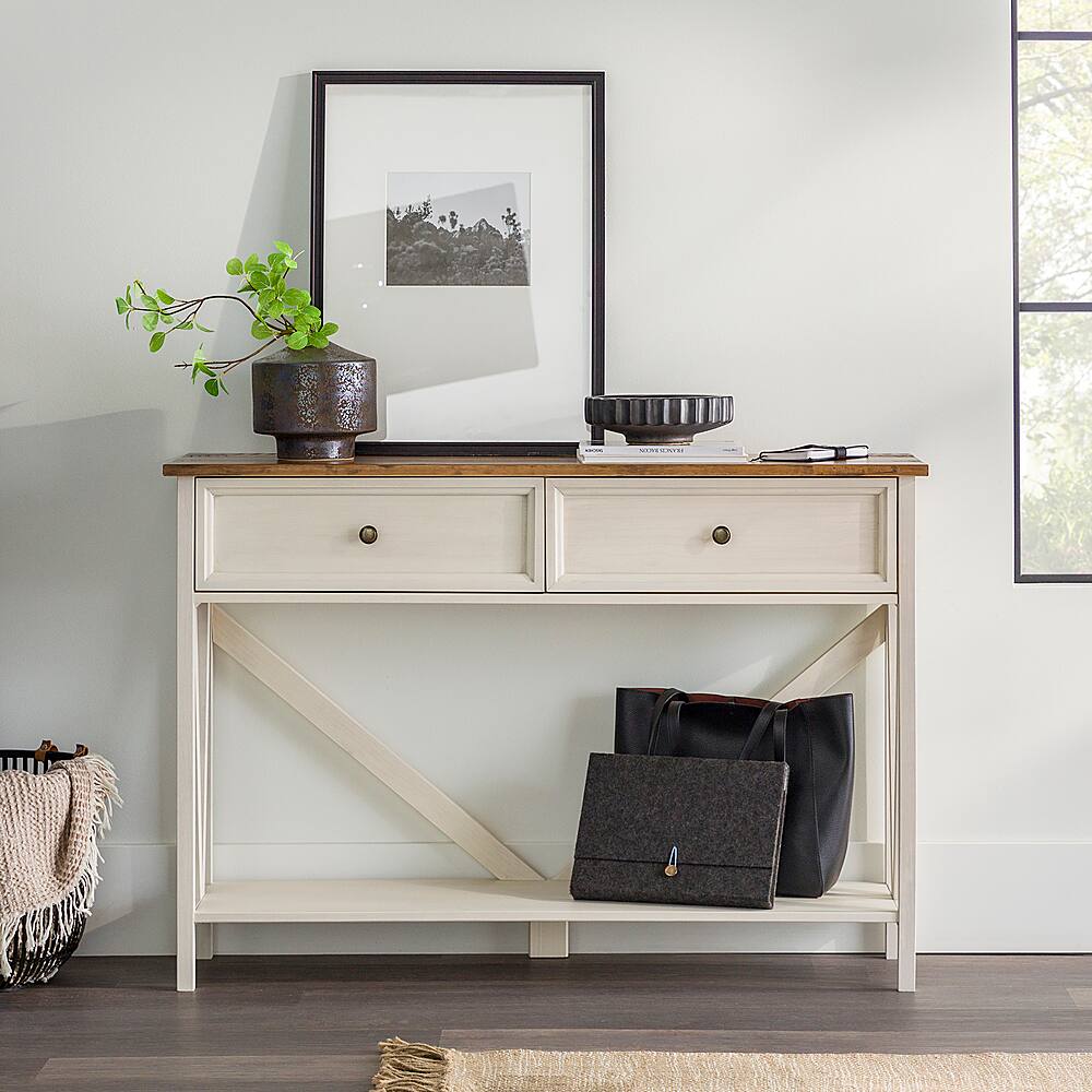 Best Buy: Walker Edison Rustic Distressed Solid Wood Entry Table with ...