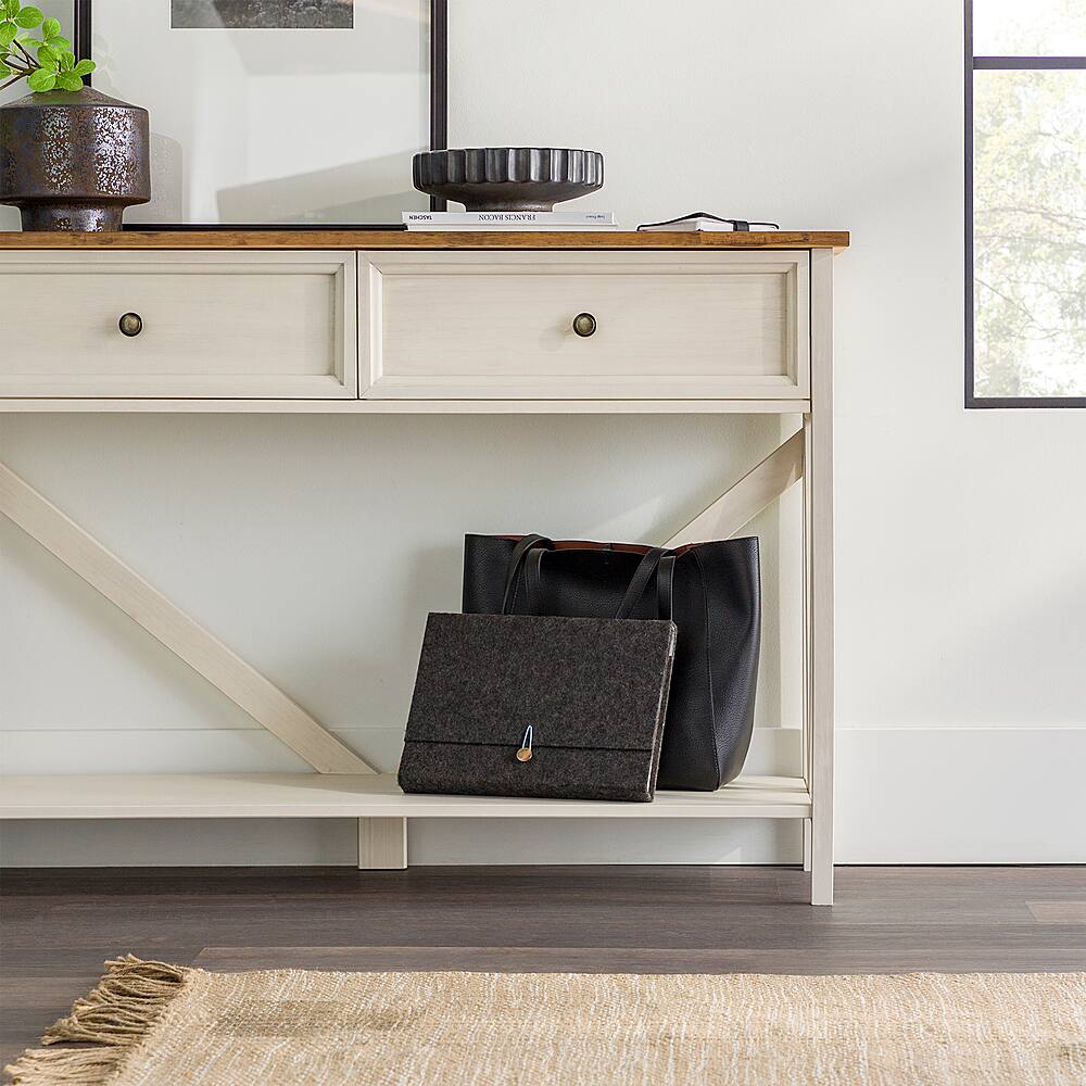 Best Buy: Walker Edison Rustic Distressed Solid Wood Entry Table with ...
