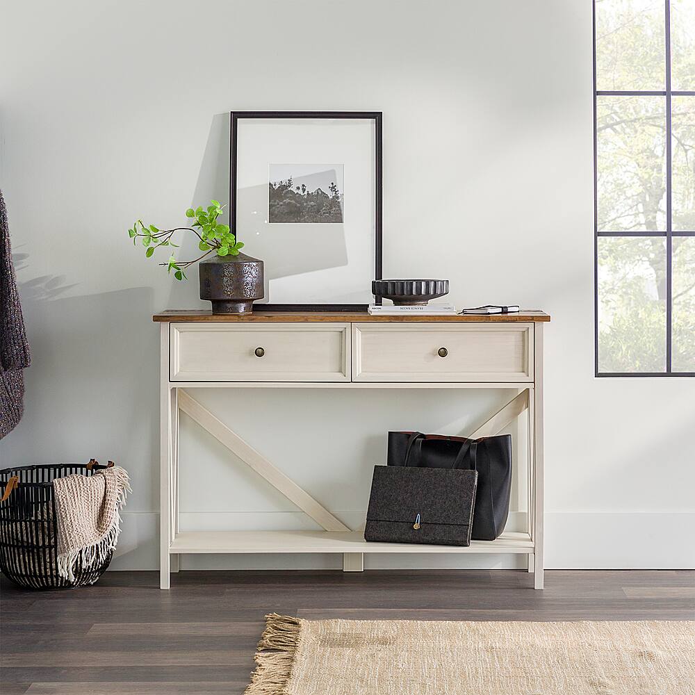 Best Buy: Walker Edison Rustic Distressed Solid Wood Entry Table with ...