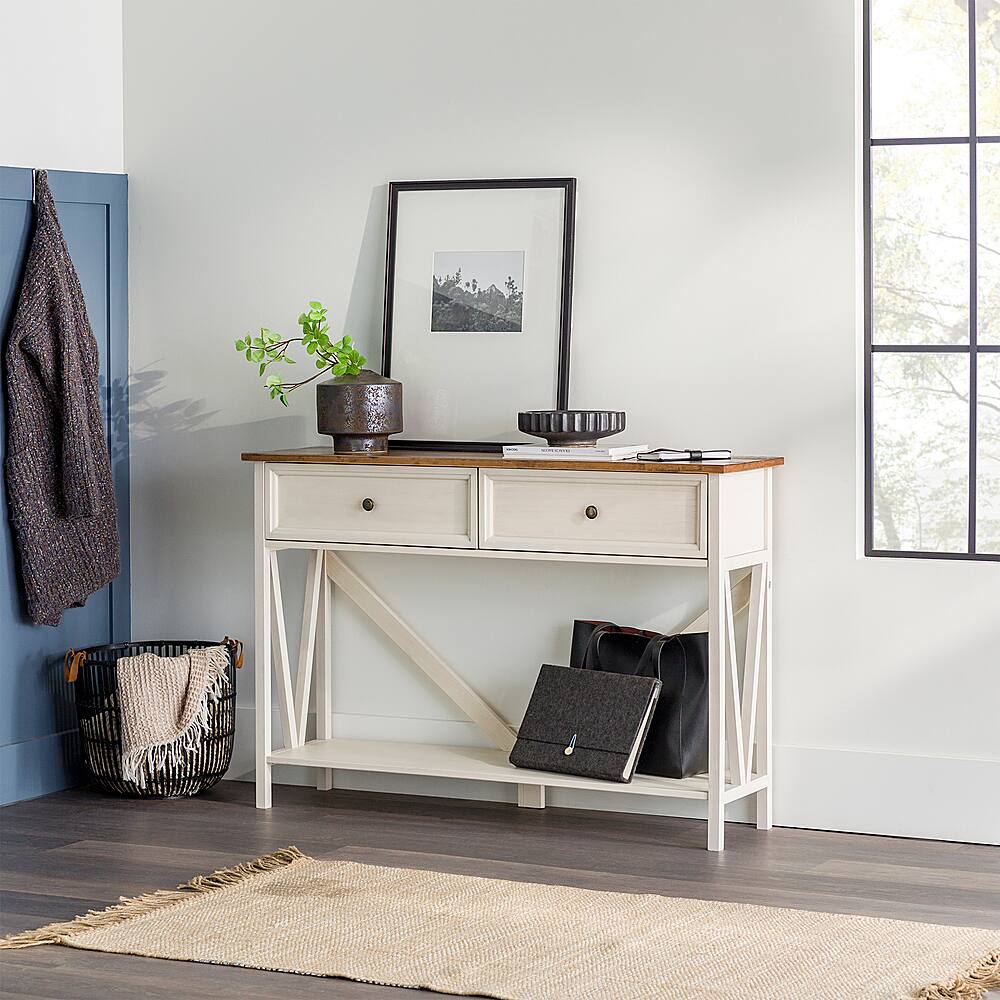 Best Buy: Walker Edison Rustic Distressed Solid Wood Entry Table with ...