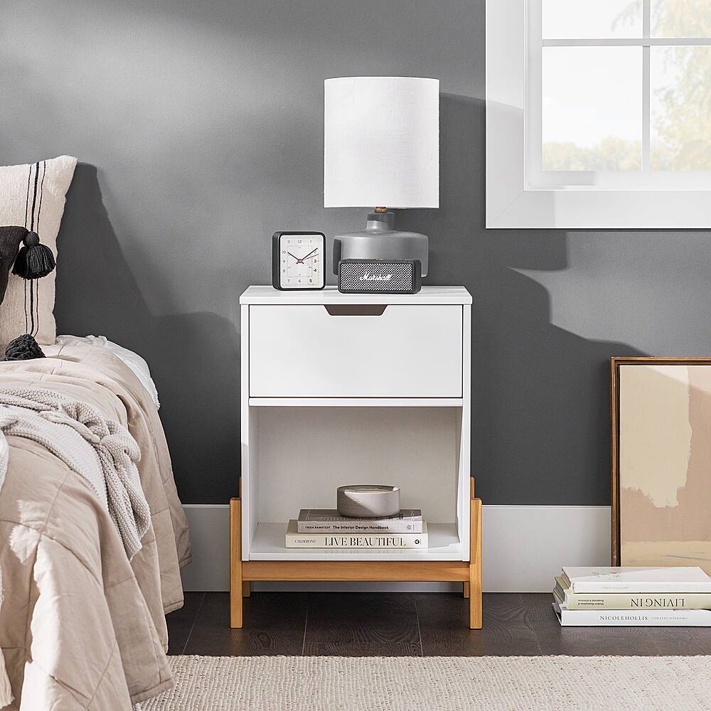 Walker Edison Scandi 1-Drawer Minimalist Nightstand White BBNNB4CWHP ...