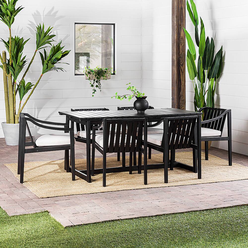 Best Buy: Walker Edison Modern Solid Wood 7-Piece Outdoor Dining Set ...