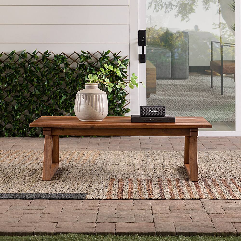 Best Buy: Walker Edison Modern Solid Acacia Wood Slatted Outdoor Coffee ...