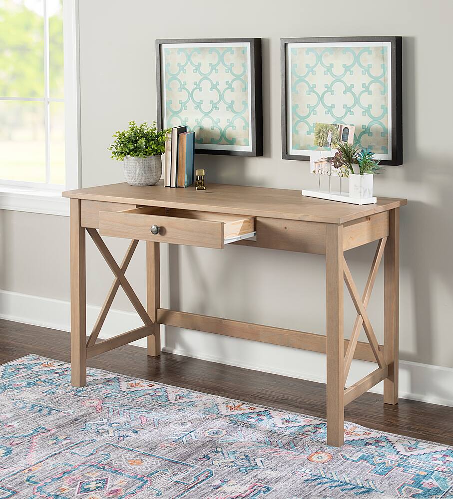 Linon Home Décor Delevan Solid Wood Laptop Desk With Drawer Driftwood ...
