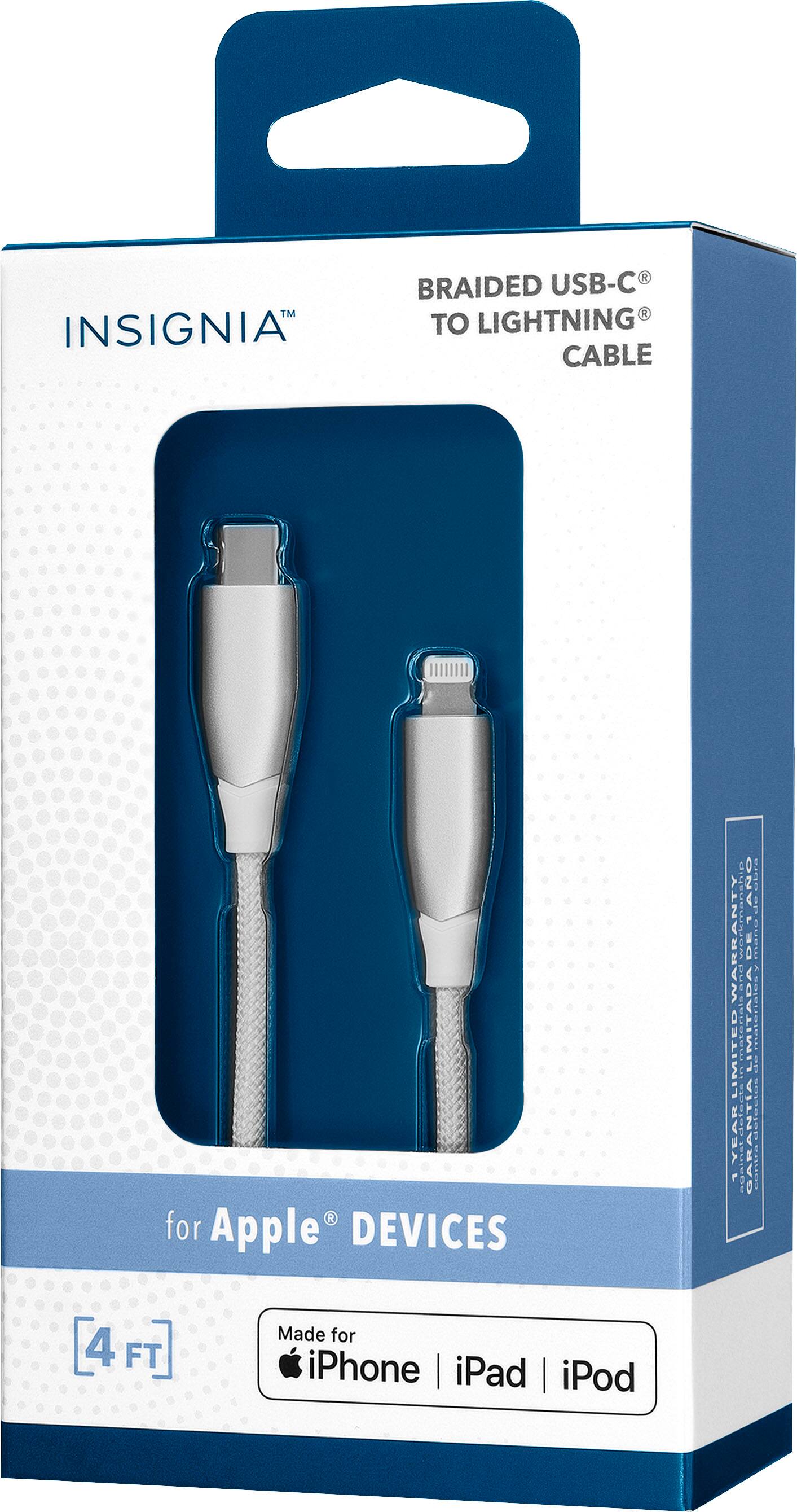 Insignia™ 4' USB C to Lightning Charge and Sync Cable with Braided ...