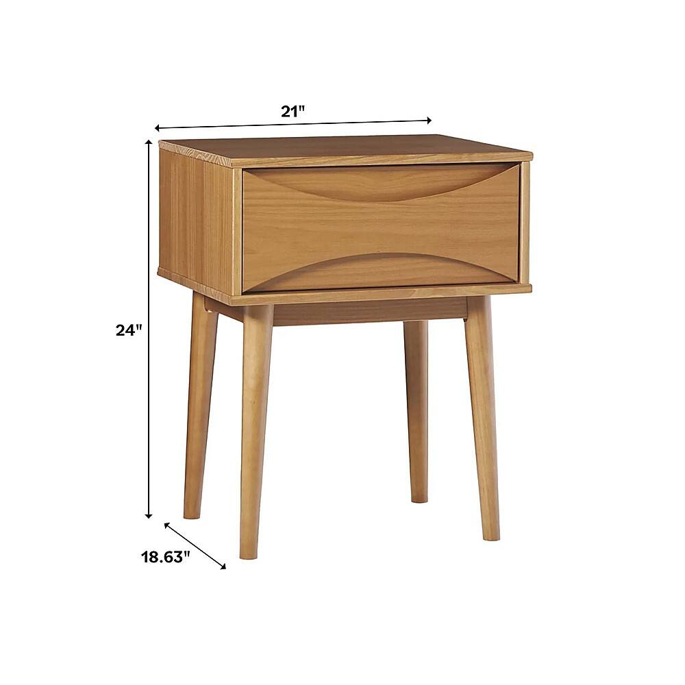 Walker Edison Mid-Century Modern Solid Wood 1-Drawer Nightstand Caramel ...