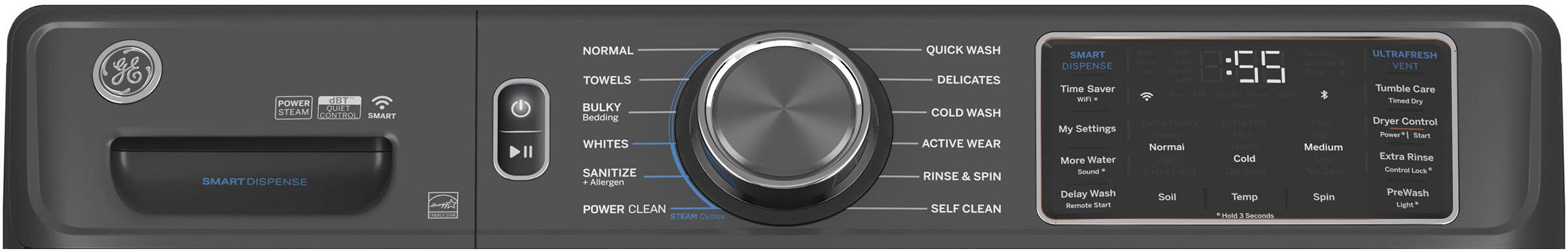 GE 5.0 Cu. Ft. Stackable Smart Front Load Washer with Steam and ...