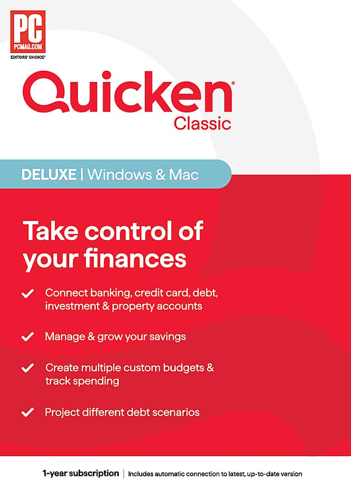 Quicken Classic Deluxe 1-Year Subscription Mac OS, Windows, Android ...