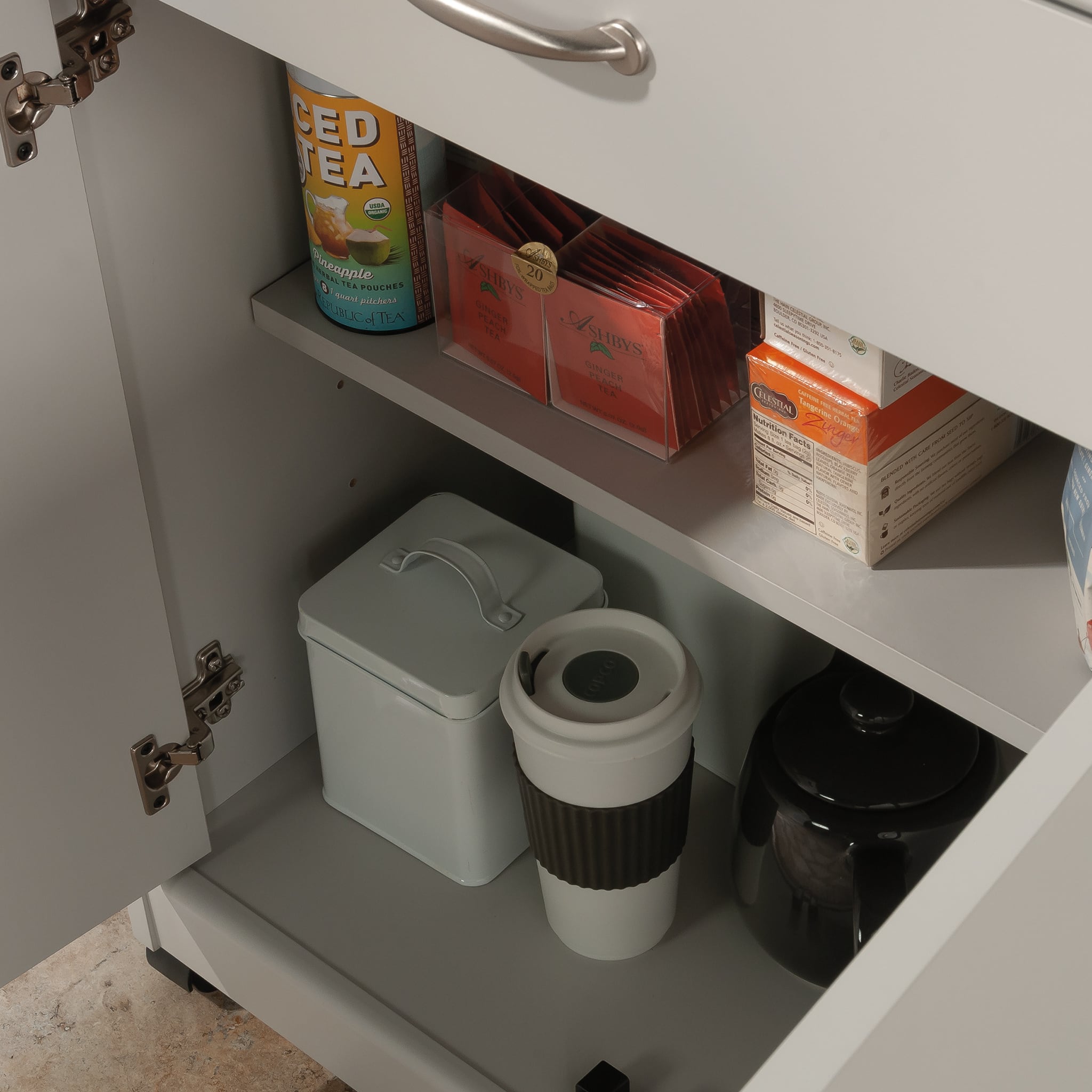 Sauder Microwave Kitchen Cart Modern Grey