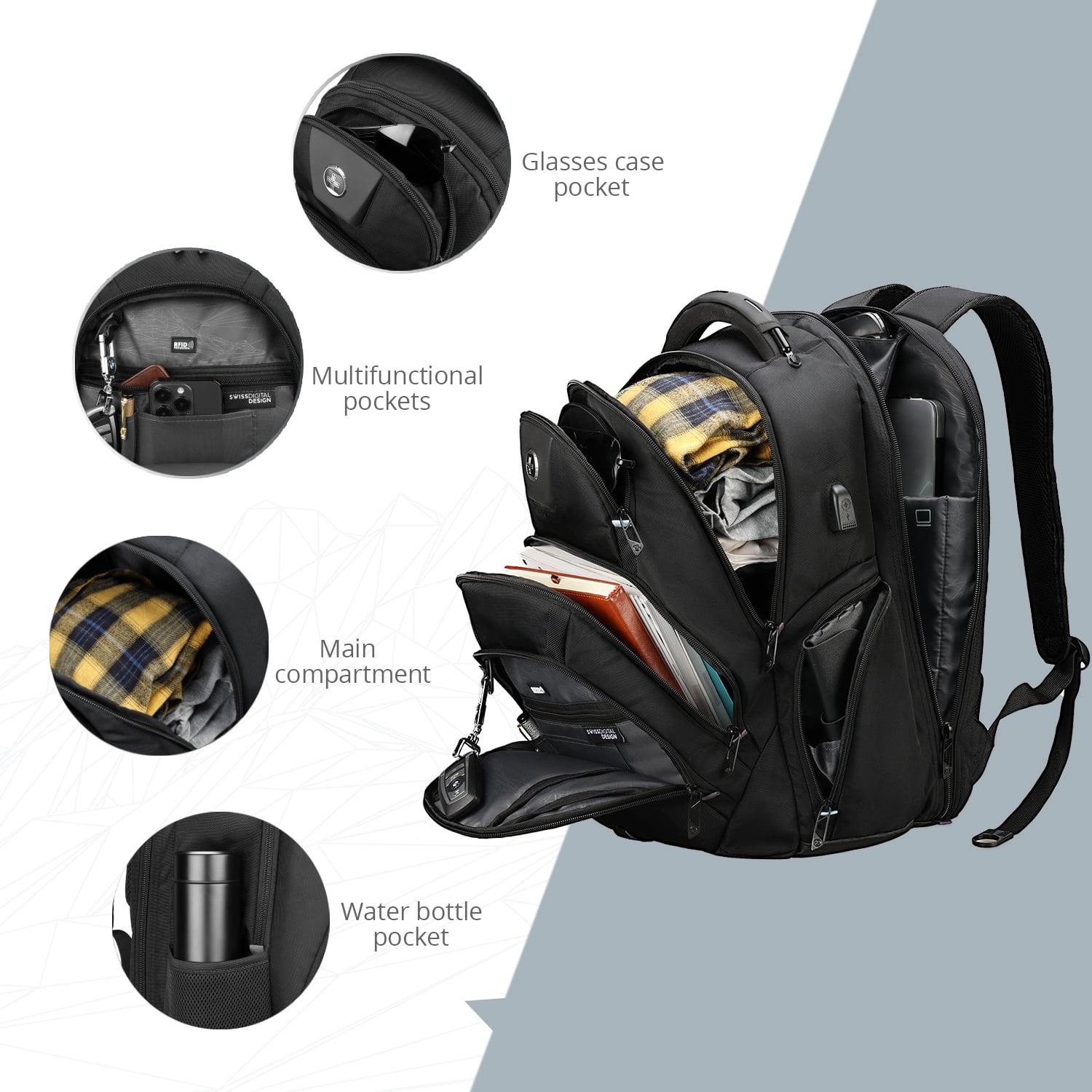 Customer Reviews: Swissdigital Design Pixel Pro Notebook Backpack with ...