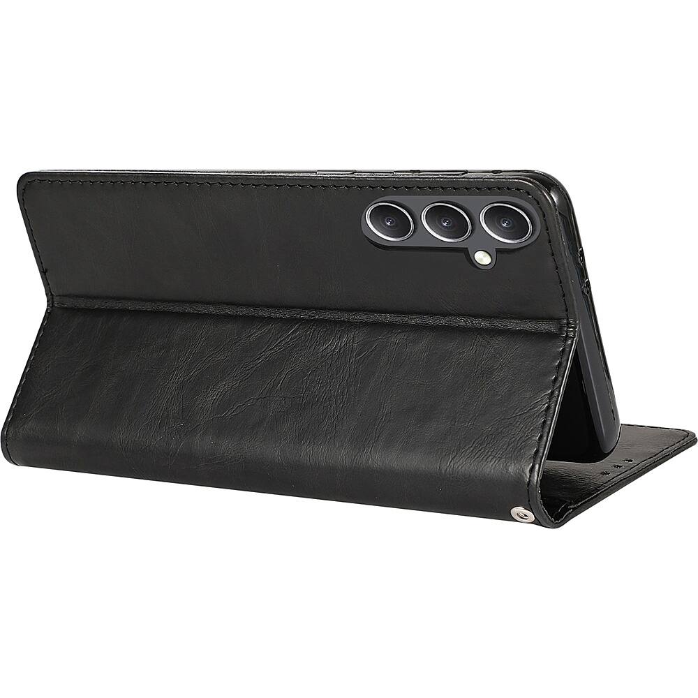 Saharacase Genuine Leather Folio Wallet Case For Samsung Galaxy S23 Fe - Black - Big Apple Buddy