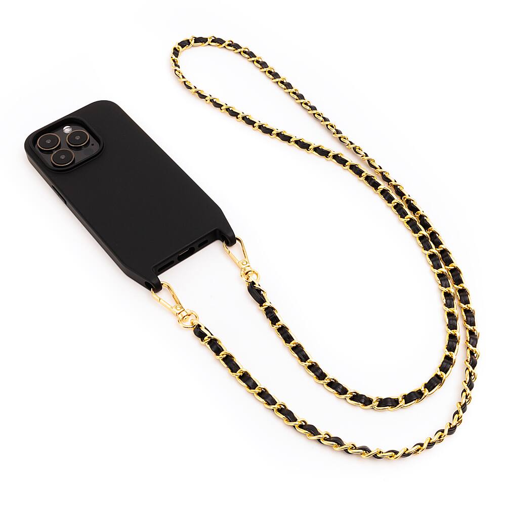 Bryten Monarch with Detachable Navy Blue Crossbody Strap and Gold Chain, Silicone, MagSafe ...