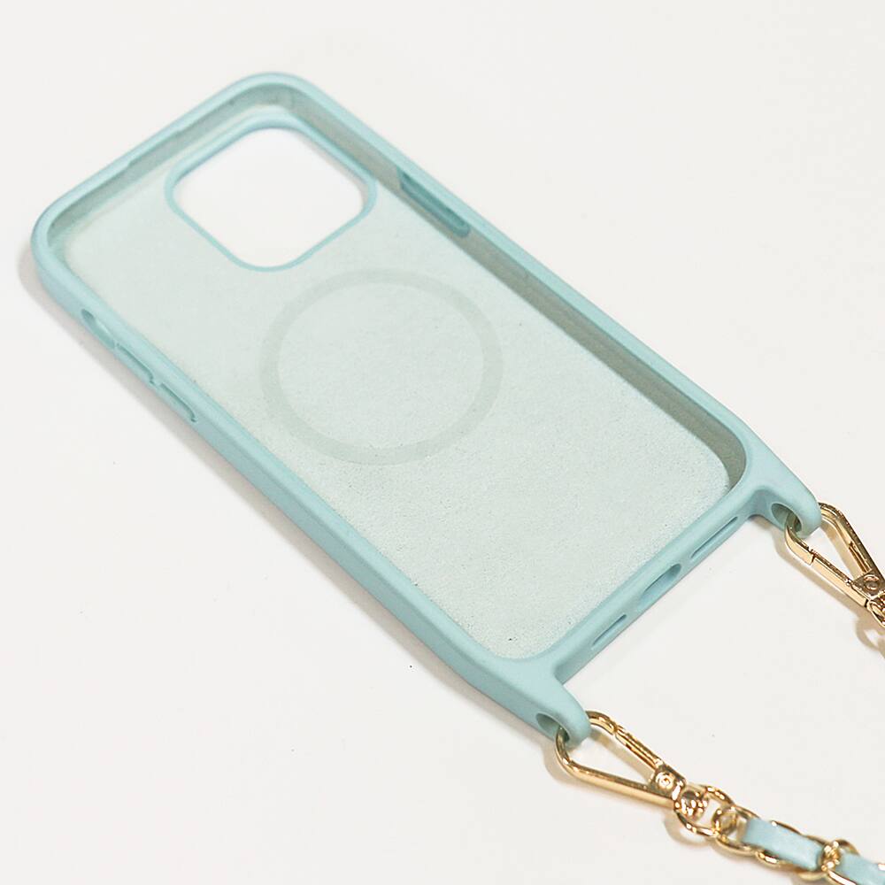 Bryten Monarch with Detachable Navy Blue Crossbody Strap and Gold Chain, Silicone, MagSafe ...