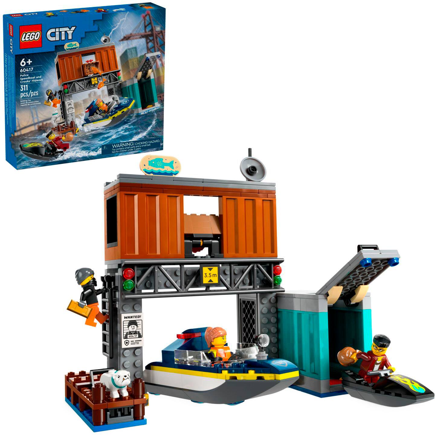 LEGO City Police Speedboat and Crooks’ Hideout Pretend Play Toy 60417 ...