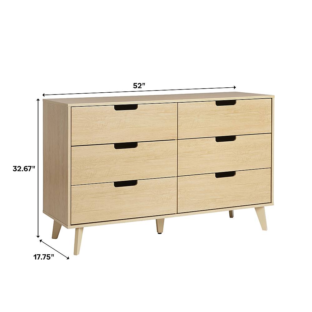 Best Buy: Walker Edison Simple Dresser with Six Cut Out Handles Riviera ...