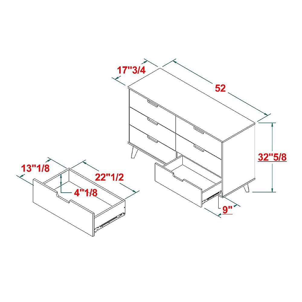 Best Buy: Walker Edison Simple Dresser with Six Cut Out Handles Riviera ...