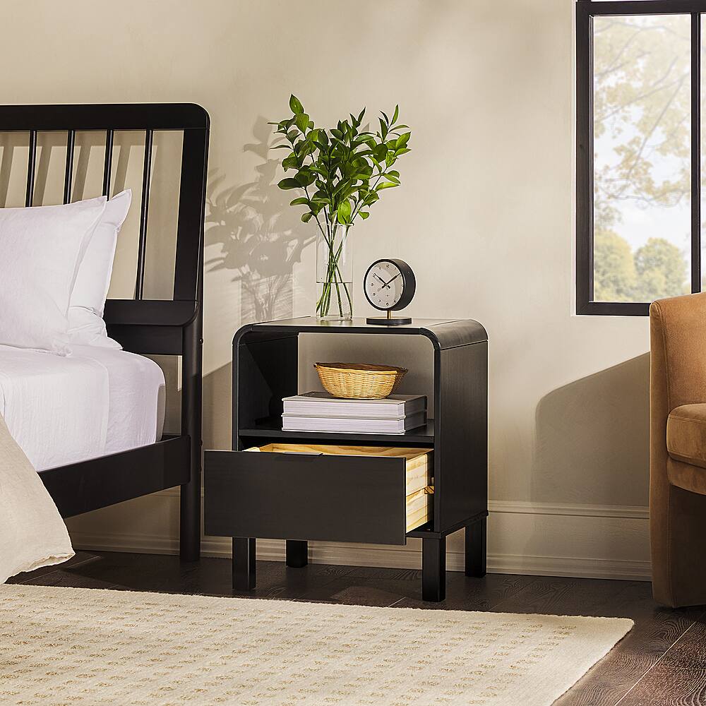 Best Buy: Walker Edison Modern Curved-Frame 1-Drawer Solid Wood ...