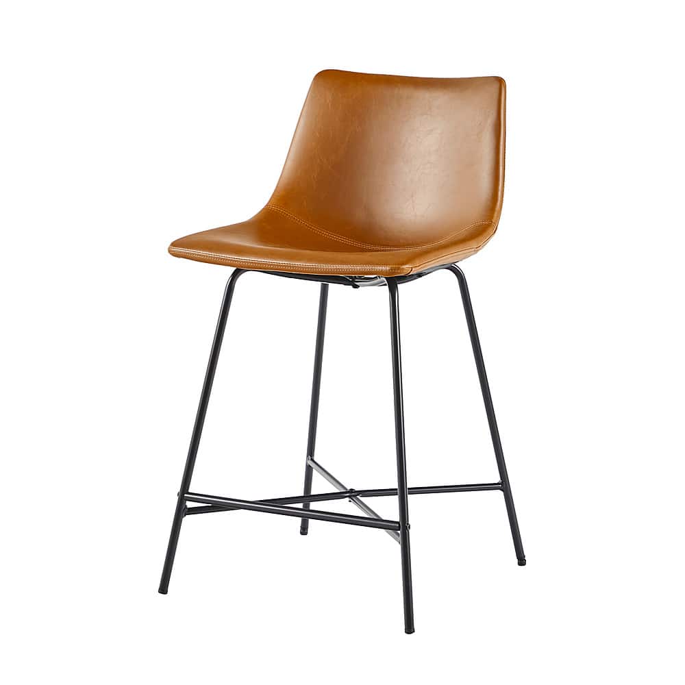 Best Buy: Walker Edison Modern X Base Upholstered Counter Stool (2 ...