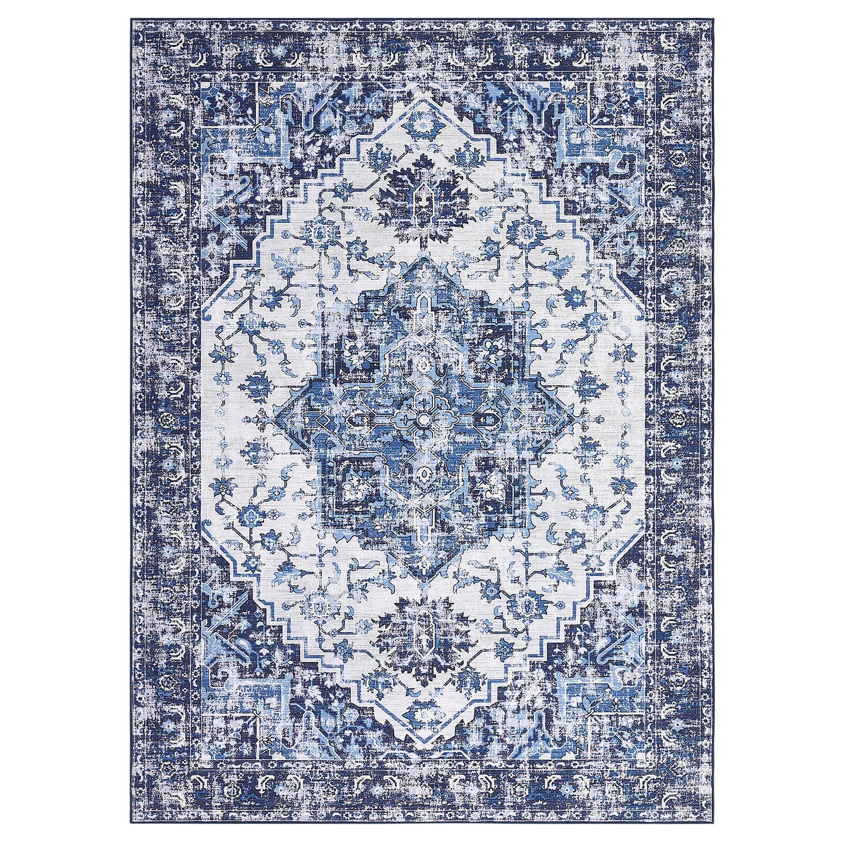 Acekool Vintage Area Rug For Living Room Blue 0 - Best Buy