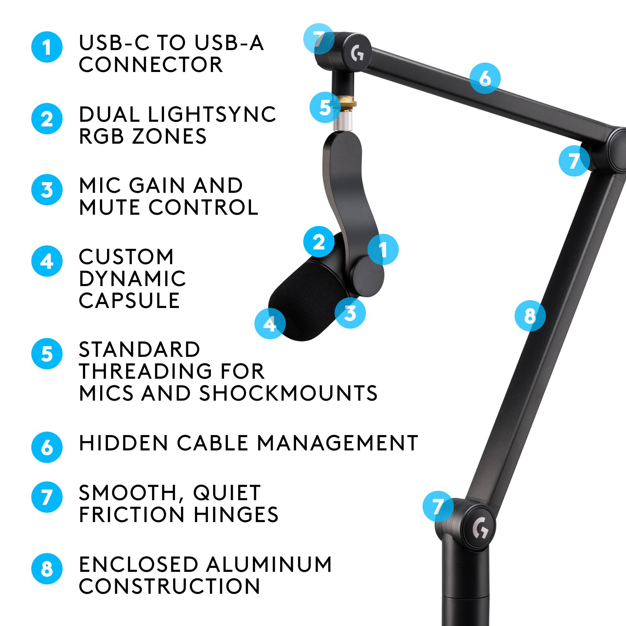 Logitech Yeticaster GX Dynamic LIGHTSYNC RGB Gaming Microphone and ...