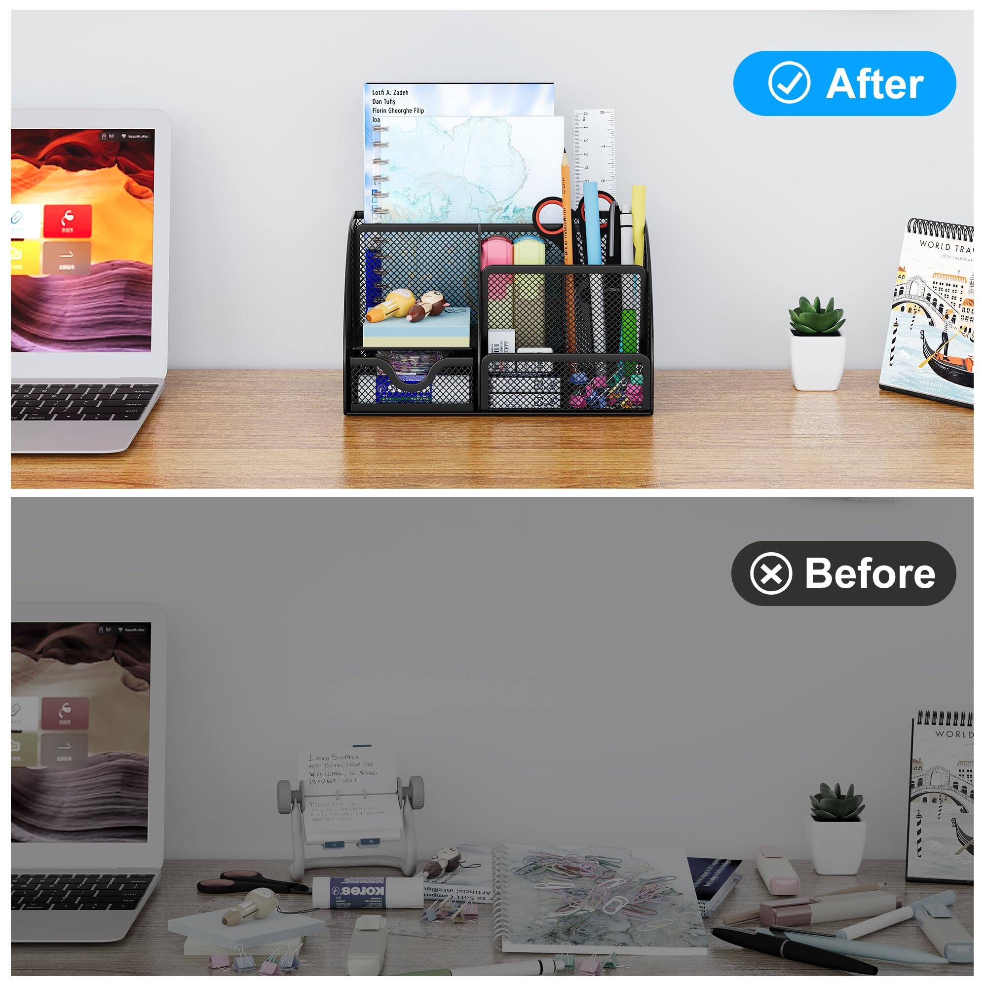 Paradigms Interiors Mesh Desk Organizer With Drawer Multi functional ...