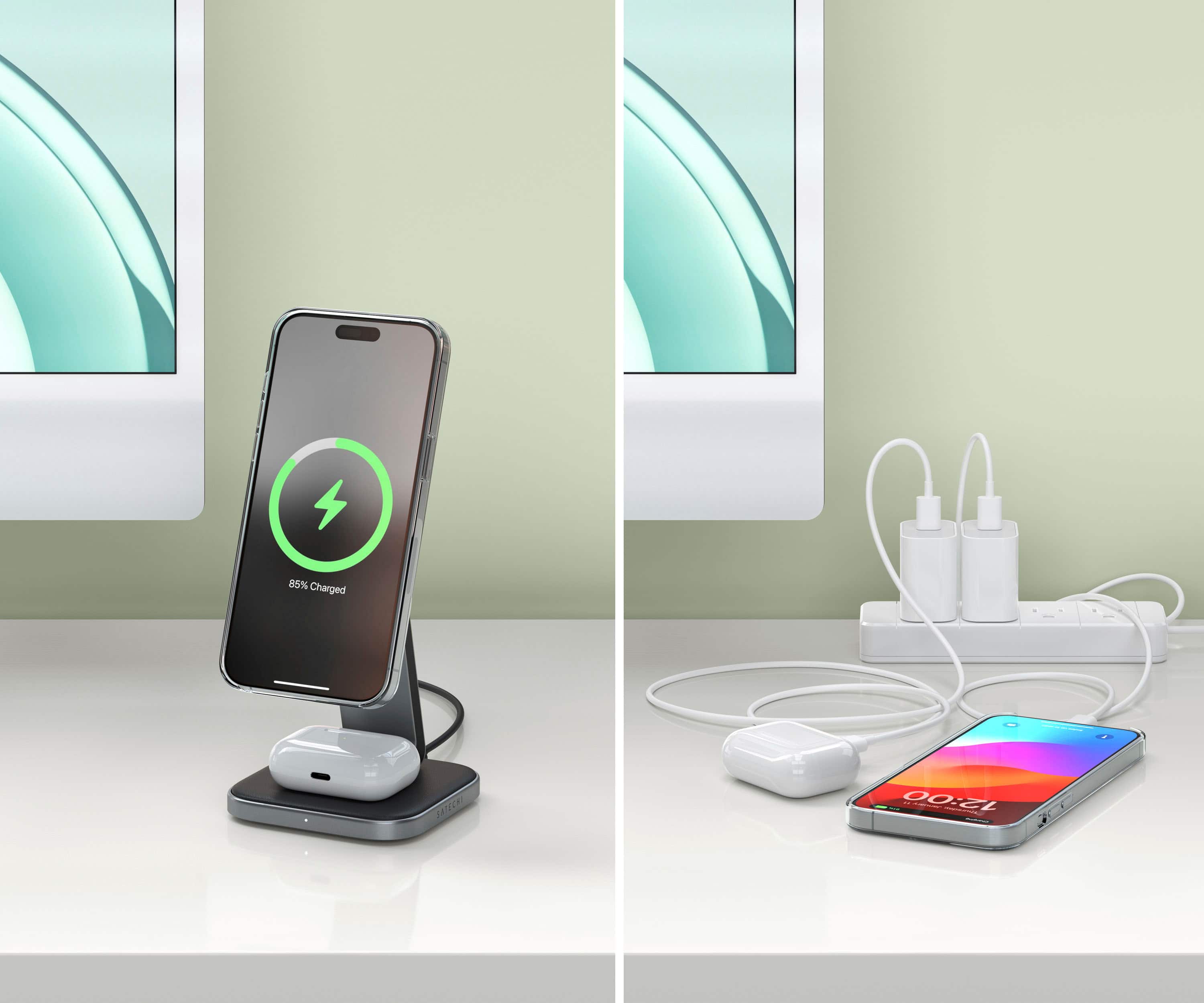Satechi 2-In-1 Foldable Qi2 Wireless Charging Stand - Space Gray ...