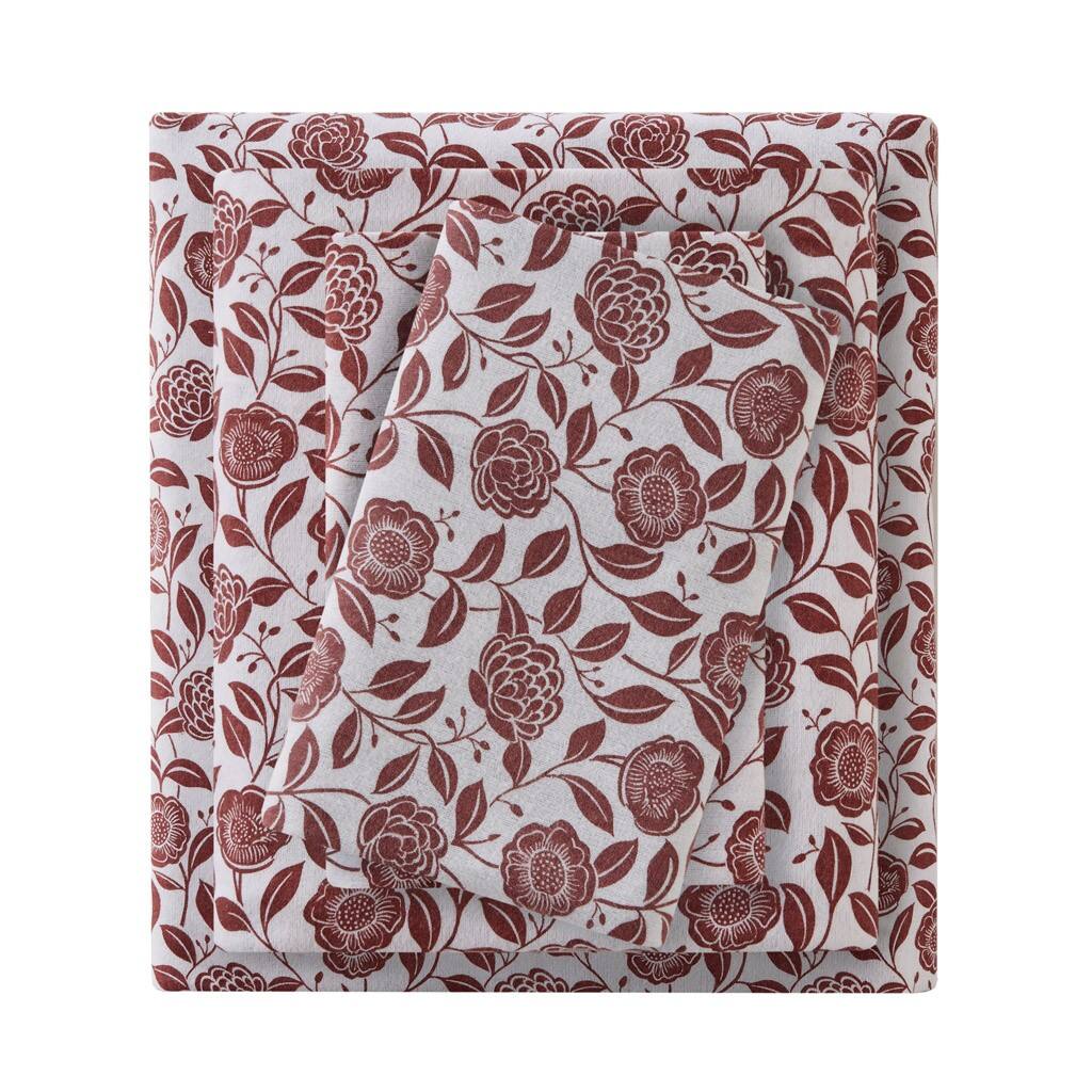 Gracie Mills 4PC Dottie Oversized Flannel Sheet Set Rust Floral 5764 ...