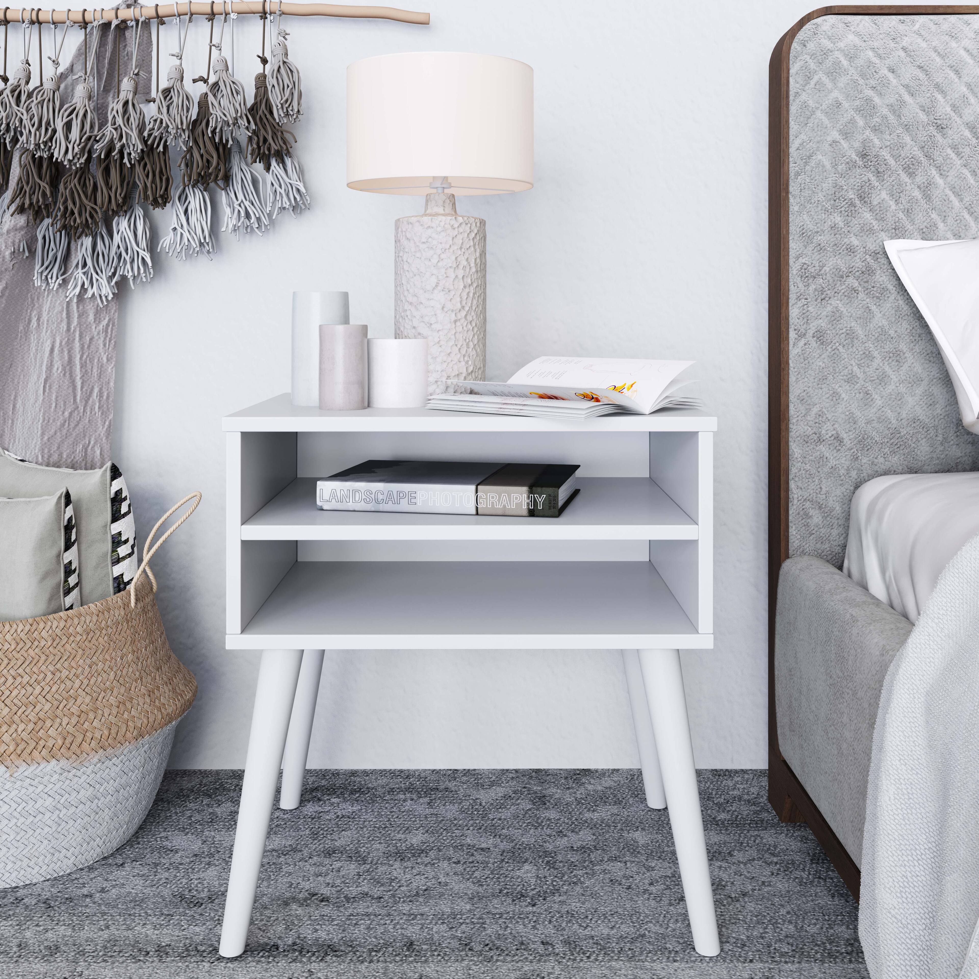 Boyd Sleep Ragusa Mid Century Modern Two Shelf Nightstand, Low Profile ...