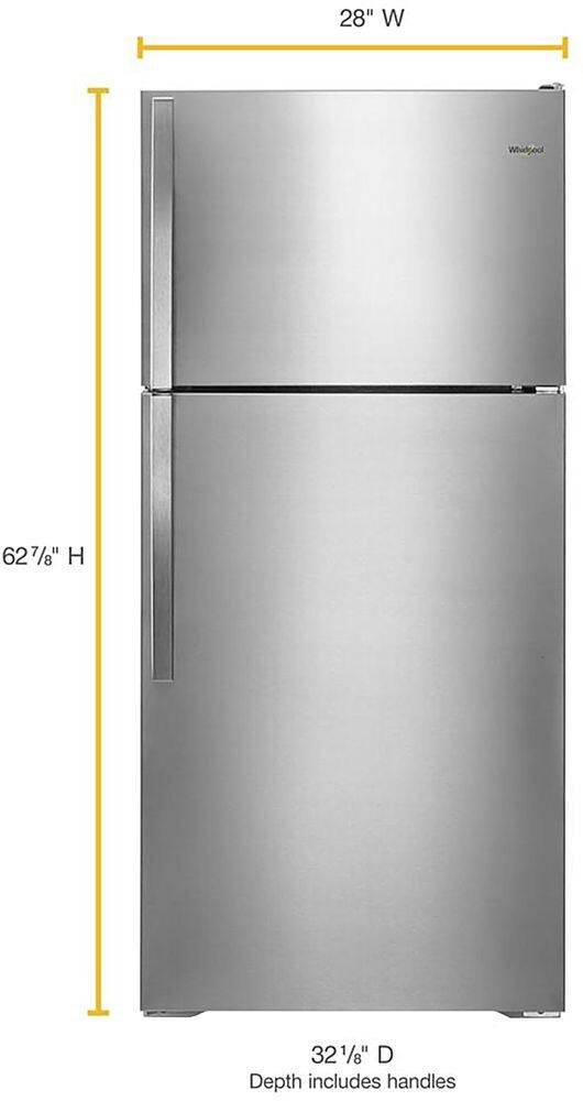 Whirlpool 14.3 Cu. Ft. Top Freezer Refrigerator Monochromatic Stainless ...
