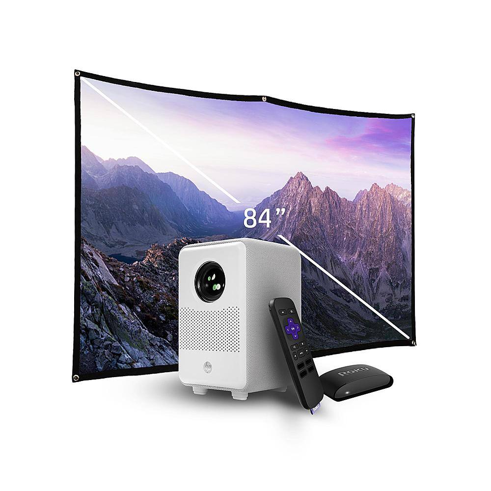 HP CC200 1080P FHD Portable Projector with Roku Express, 84" Screen ...